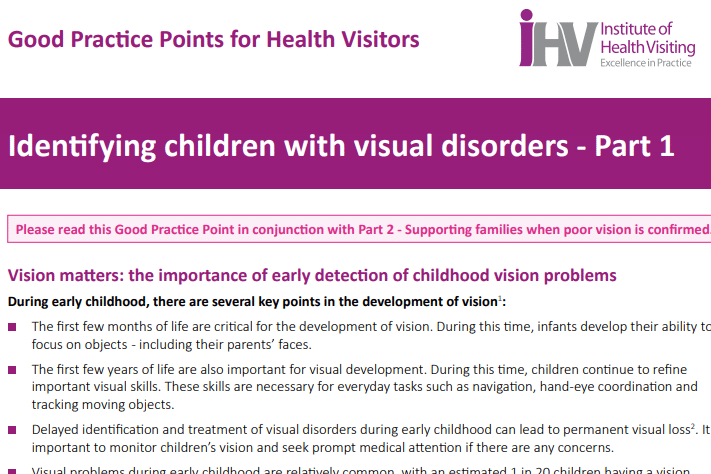 New GPPs on visual disorders now available - IHV